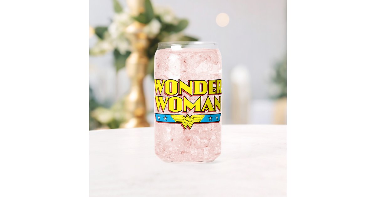 Wonder Woman Name and Logo Can Glass | Zazzle