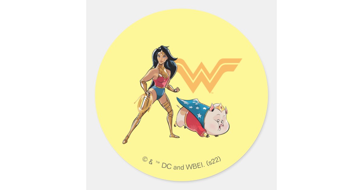 Wonder Woman & PB Classic Round Sticker | Zazzle