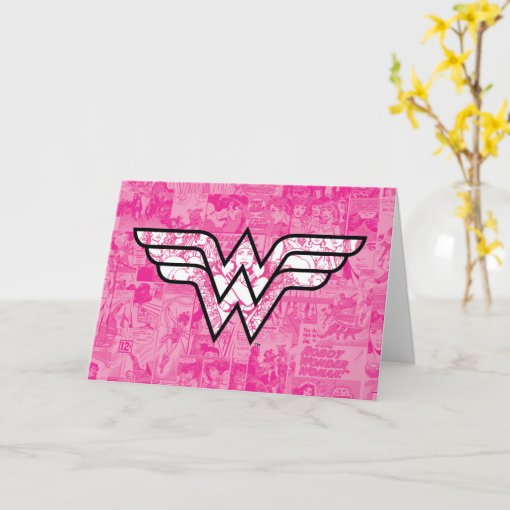 Wonder Woman Pink Comic Book Collage Logo Card | Zazzle
