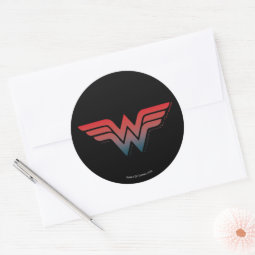 Wonder Woman Red Blue Gradient Logo Classic Round Sticker | Zazzle