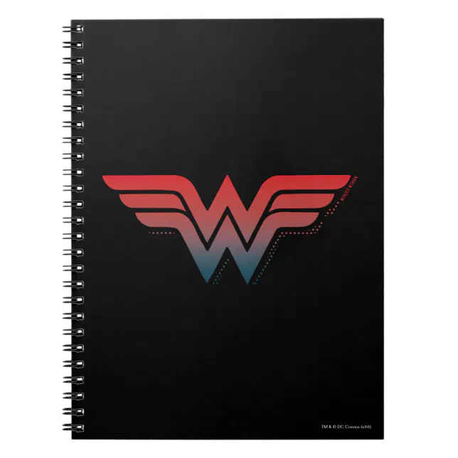 Wonder Woman Red Blue Gradient Logo Notebook | Zazzle