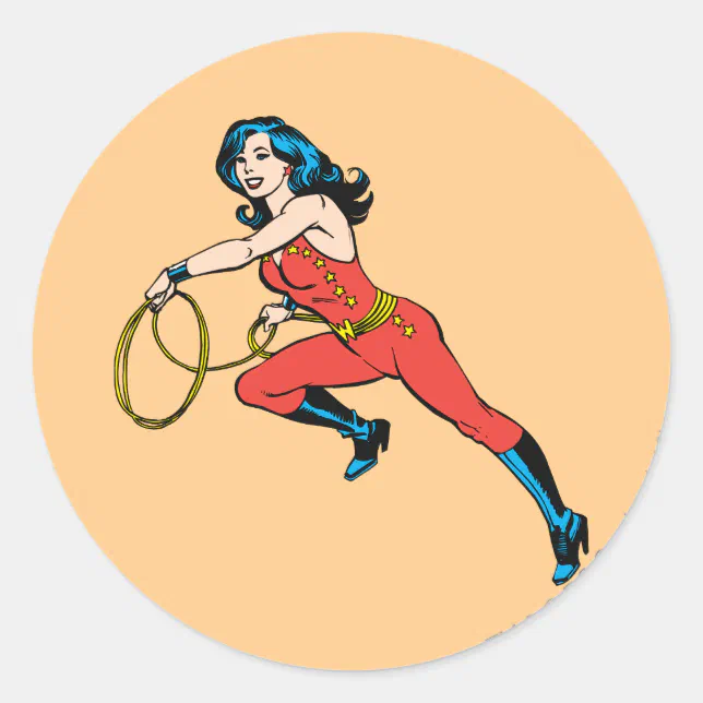 Wonder Woman Red Outfit Classic Round Sticker | Zazzle