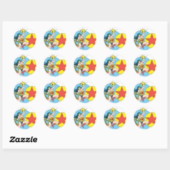 Wonder Woman Red Star Classic Round Sticker | Zazzle