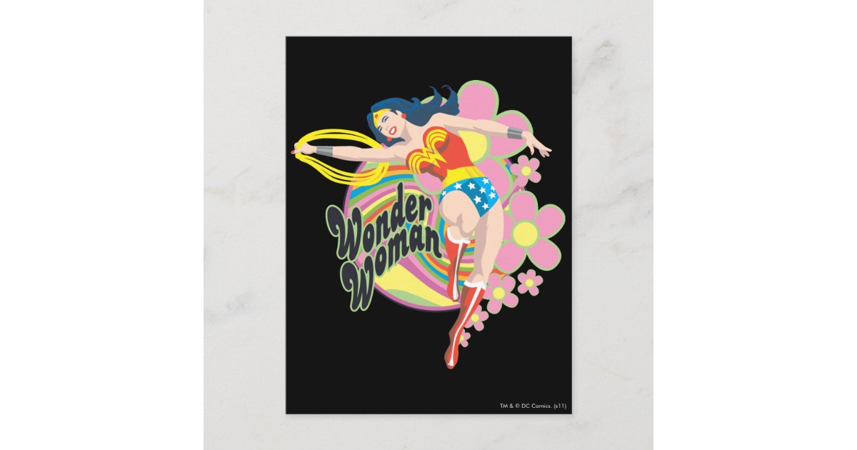Wonder Woman Retro Flowers Postcard | Zazzle
