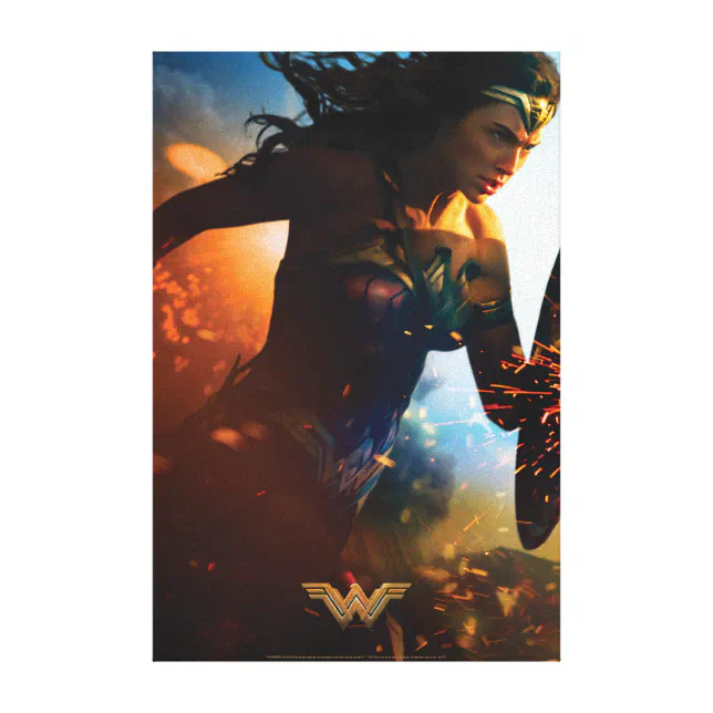 Wonder Woman Running on Battlefield Canvas Print | Zazzle