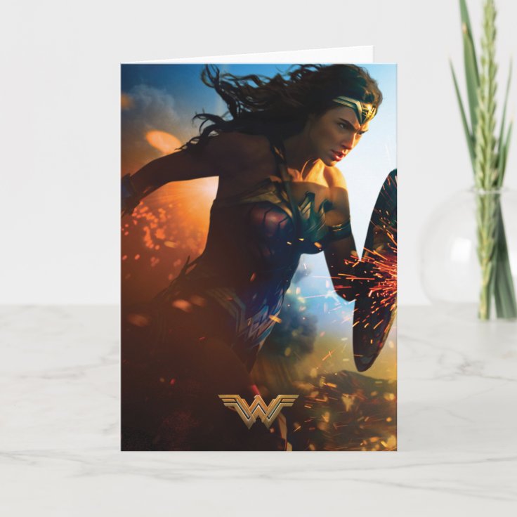 Wonder Woman Running on Battlefield Card | Zazzle