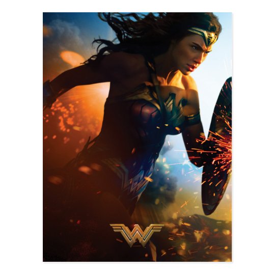Wonder Woman Running on Battlefield Postcard | Zazzle.com