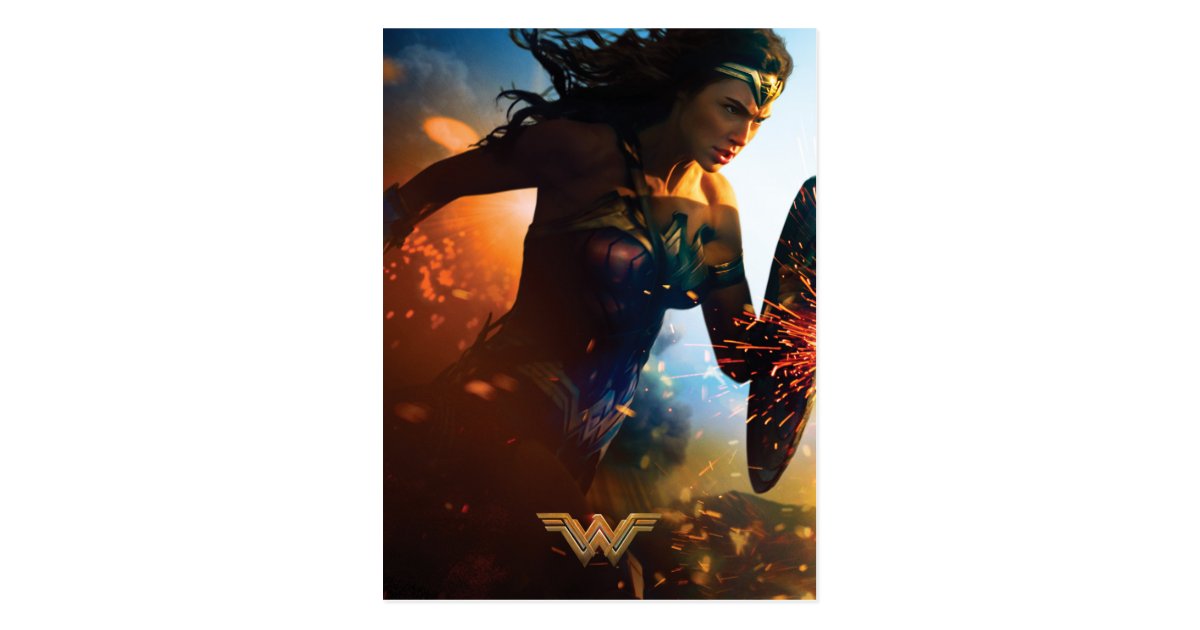 Wonder Woman Running on Battlefield Postcard | Zazzle.com