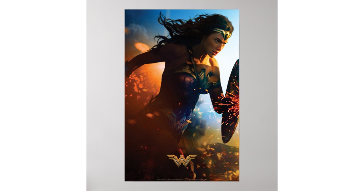 Wonder Woman Running on Battlefield Poster | Zazzle