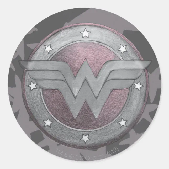 Wonder Woman Shield Pattern Classic Round Sticker | Zazzle