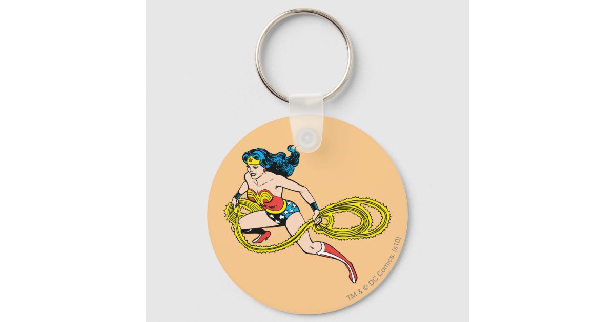 Wonder Woman Swinging Lasso Left Keychain | Zazzle