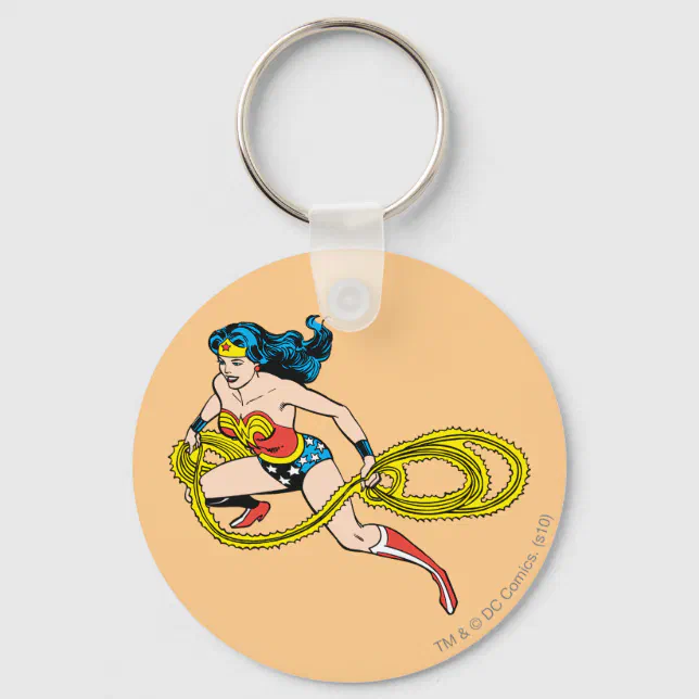Wonder Woman Swinging Lasso Left Keychain | Zazzle