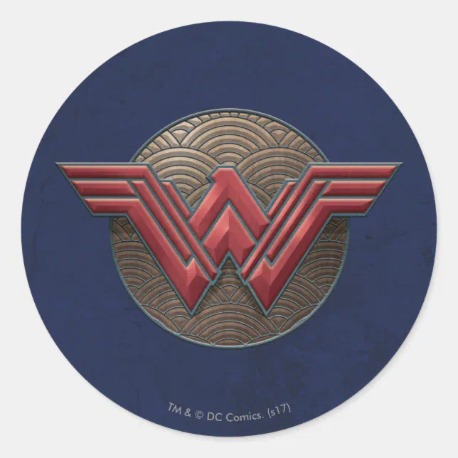 Wonder Woman Symbol Over Concentric Circles Classic Round Sticker | Zazzle