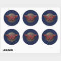 Wonder Woman Symbol Over Concentric Circles Classic Round Sticker | Zazzle