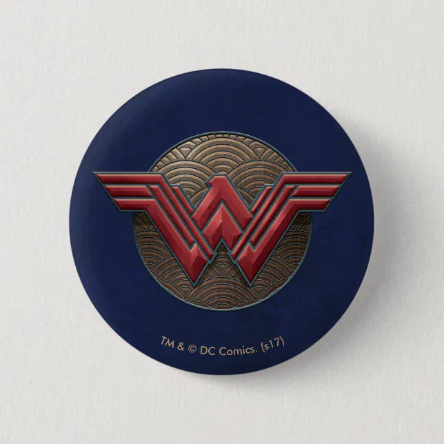 Wonder Woman Symbol Over Concentric Circles Pinback Button | Zazzle
