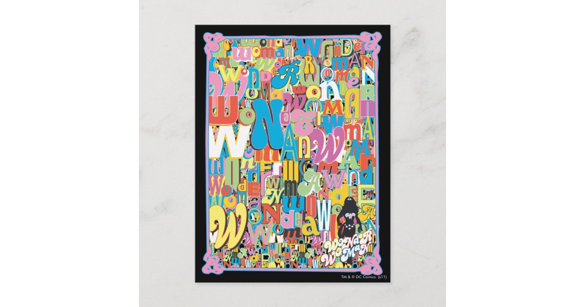 Wonder Woman Text Collage Postcard | Zazzle