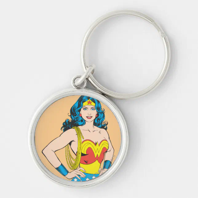 Wonder Woman | Vintage Pose with Lasso Keychain | Zazzle