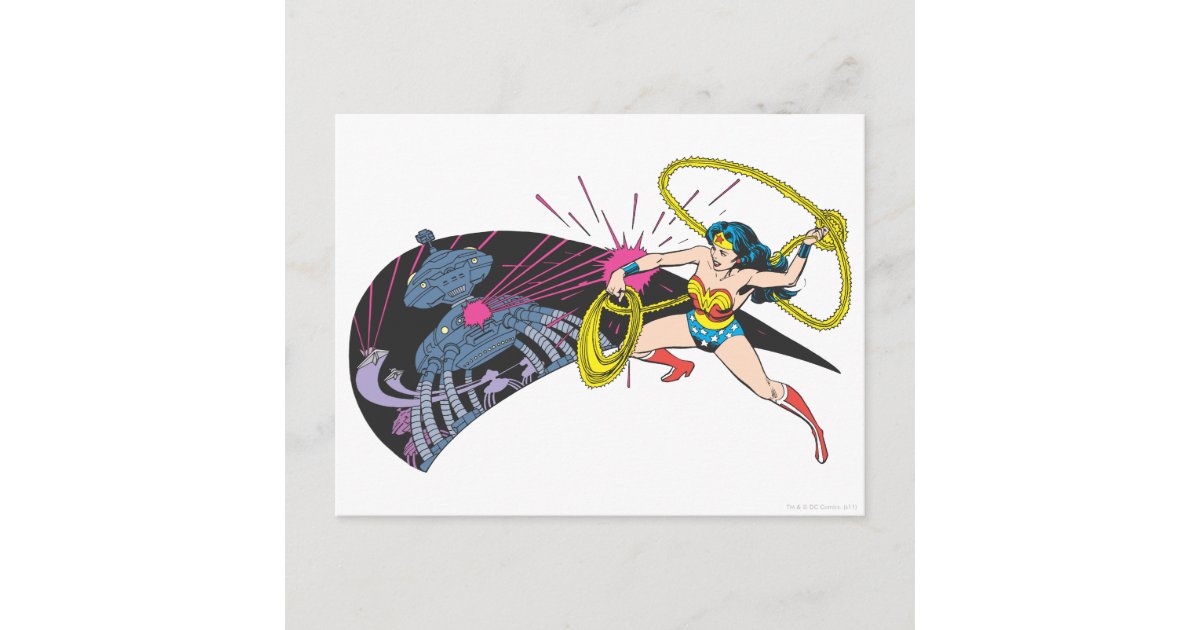 Wonder Woman vs Robot Postcard | Zazzle