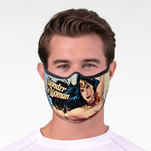 Wonder Woman Wearing Cape Premium Face Mask | Zazzle