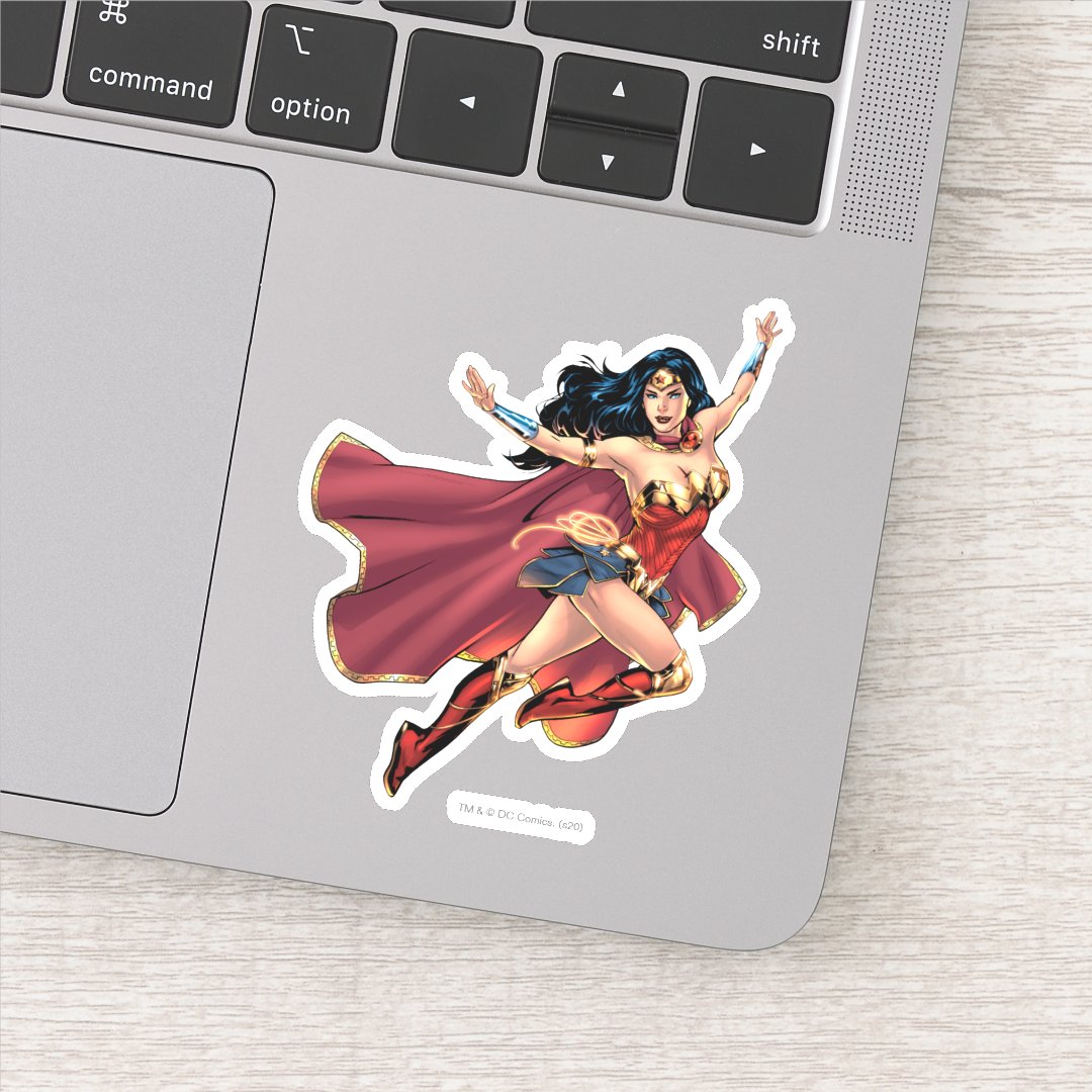 Wonder Woman Wearing Cape Sticker | Zazzle