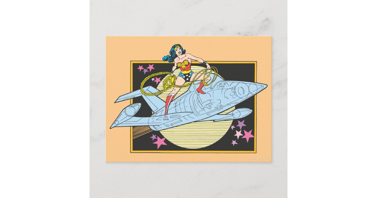 Wonder Woman with Jet Postcard | Zazzle