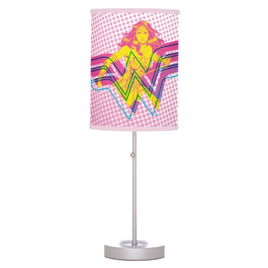 Wonder Woman Yellow-Pink Comic Art Logo Table Lamp | Zazzle.com