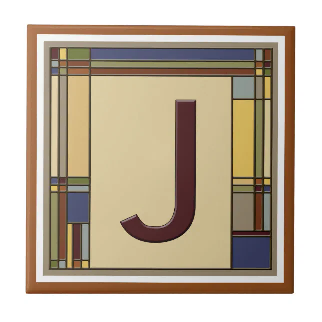 Wonderful Arts & Crafts Geometric Initial J Tile | Zazzle
