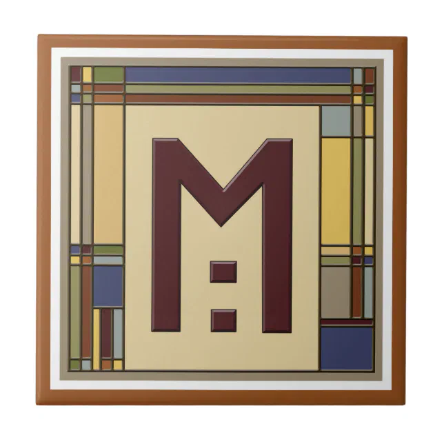 Wonderful Arts & Crafts Geometric Initial M Ceramic Tile | Zazzle