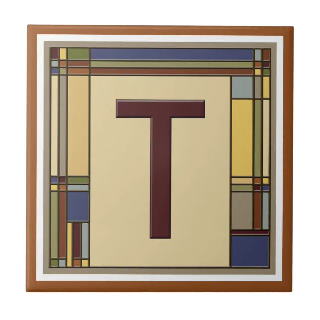 Wonderful Arts & Crafts Geometric Initial T Tile | Zazzle