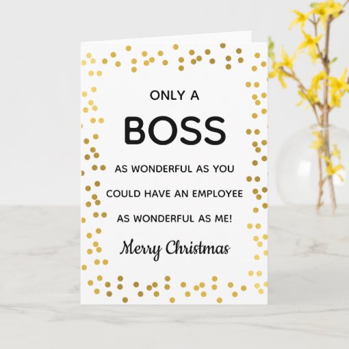 wonderful boss/manager funny merry Christmas gold Card | Zazzle