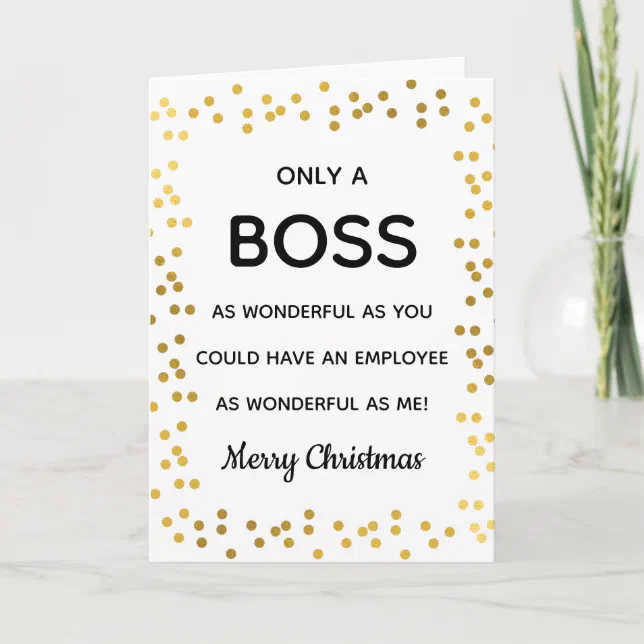 wonderful boss/manager funny merry Christmas gold Card | Zazzle