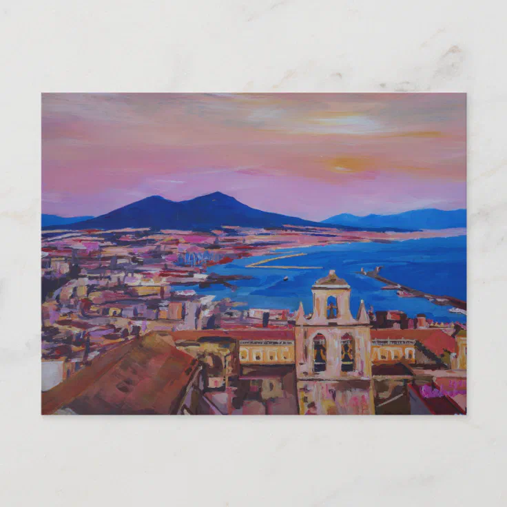 Wonderful City View of Naples with Mount Vesuv Postcard | Zazzle