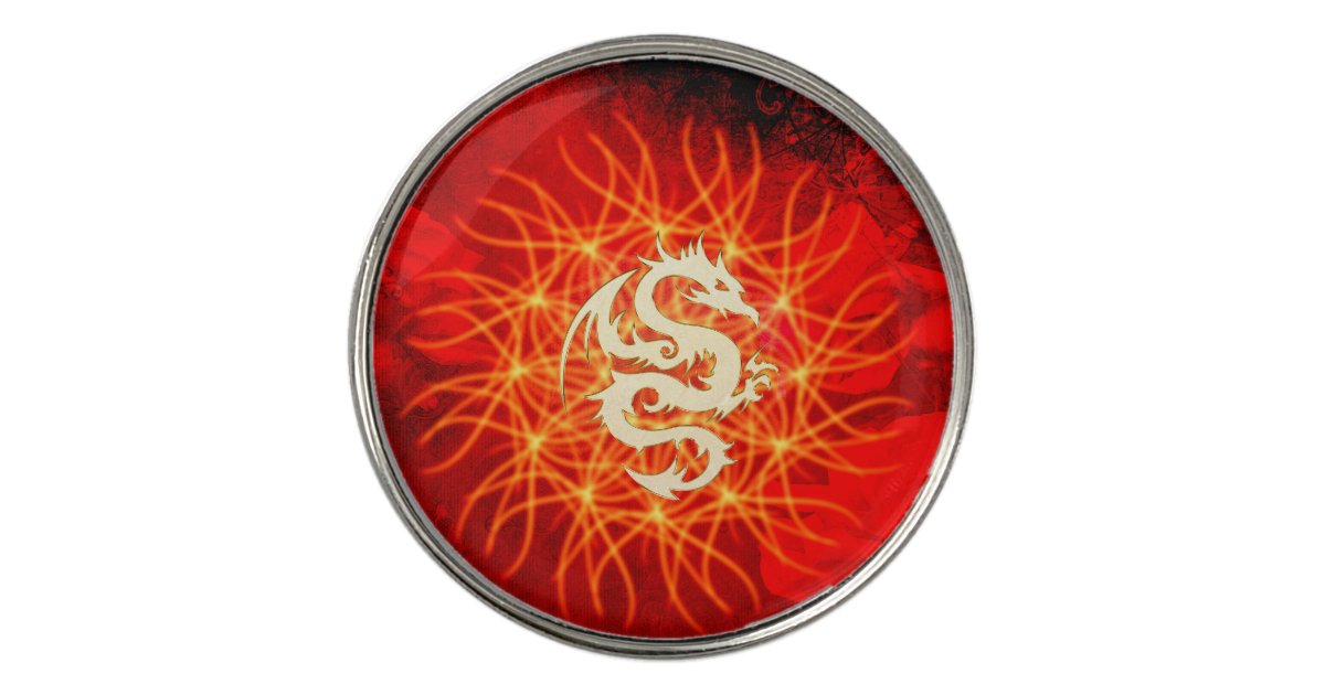 Wonderful golden dragon golf ball marker | Zazzle