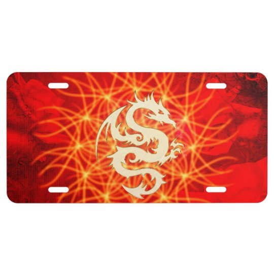 Wonderful golden dragon license plate | Zazzle.com