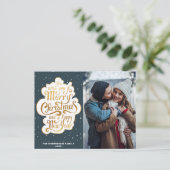 wonderful lettering photo christmas holiday postcard | Zazzle