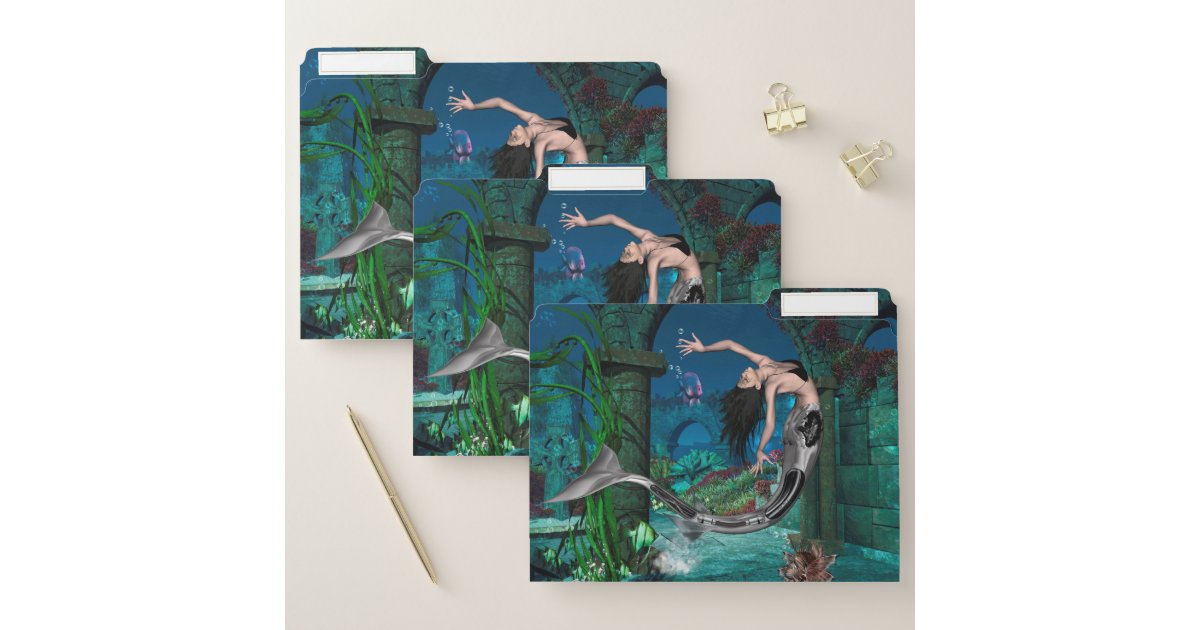 Wonderful mermaid with fantasy fish file folder | Zazzle
