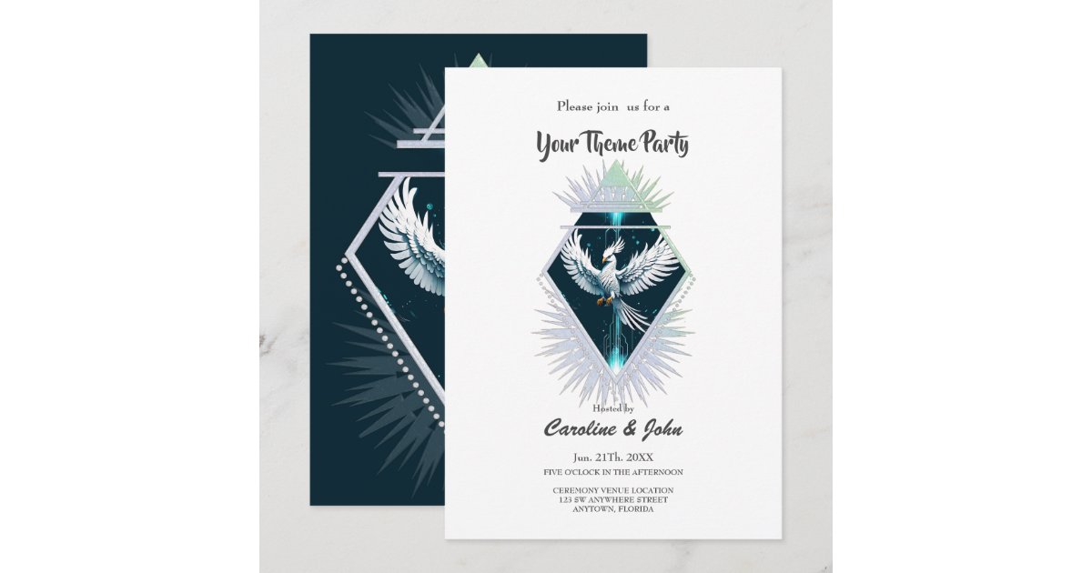 Wonderful white fantasy phoenix. invitation | Zazzle