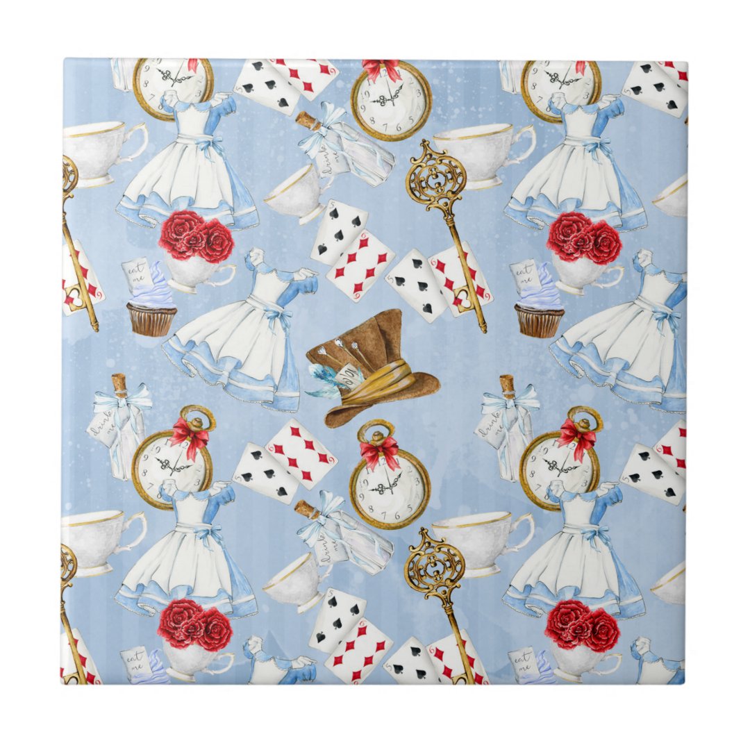Wonderland Alice Pattern Ceramic Tile | Zazzle