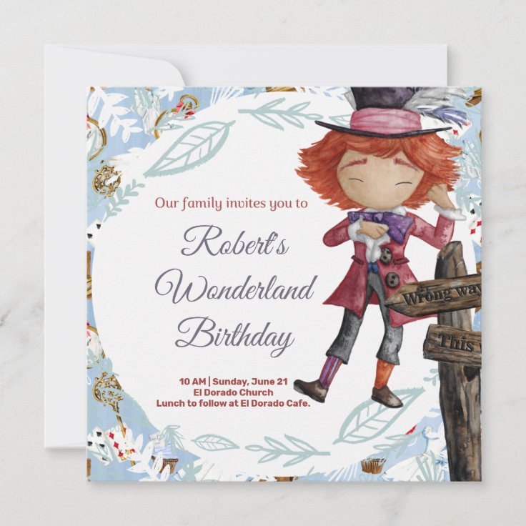 Wonderland Birthday Invitation Card | Zazzle