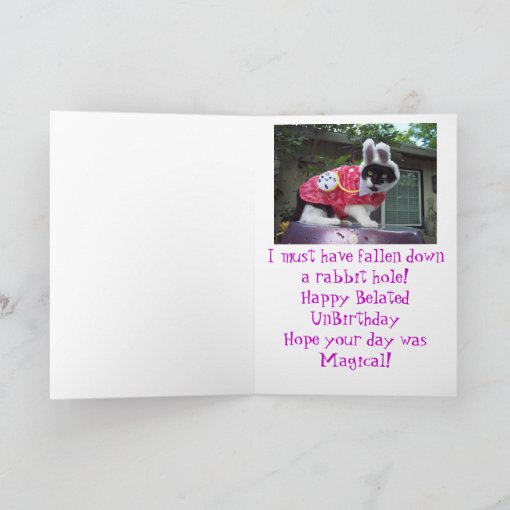 Wonderland White Rabbit Belated Birthday Card | Zazzle