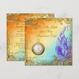 Wonderland White Rabbit Bridal Shower Tea Party Invitation | Zazzle