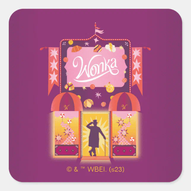 Wonka Candy Store Graphic Square Sticker | Zazzle
