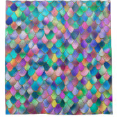 Wonky Rainbow Glitter Metal Mermaid Scales Shower Curtain | Zazzle