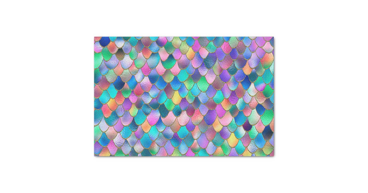 Wonky Rainbow Glitter Metal Mermaid Scales Tissue Paper | Zazzle