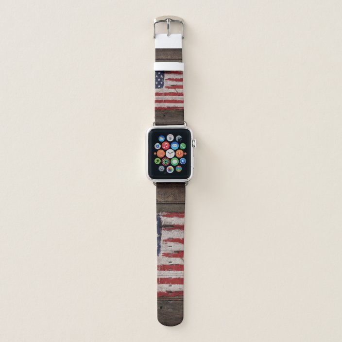 Wood American flag Apple Watch Band | Zazzle.com