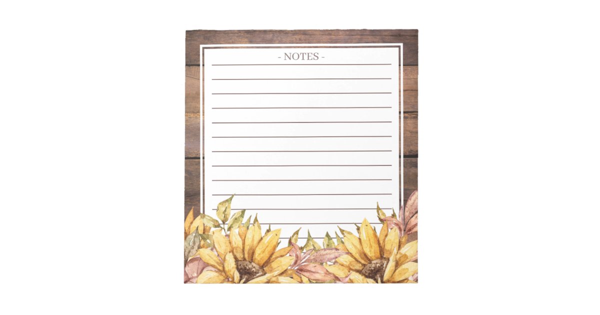 Wood and Autumn Sunflowers Notepad | Zazzle