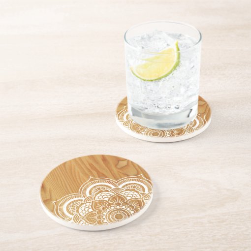 Wood and Mandala Drink Coaster | Zazzle