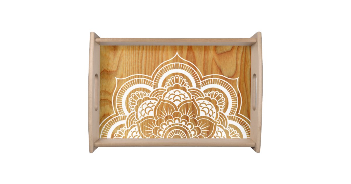 Wood and Mandala Serving Tray | Zazzle