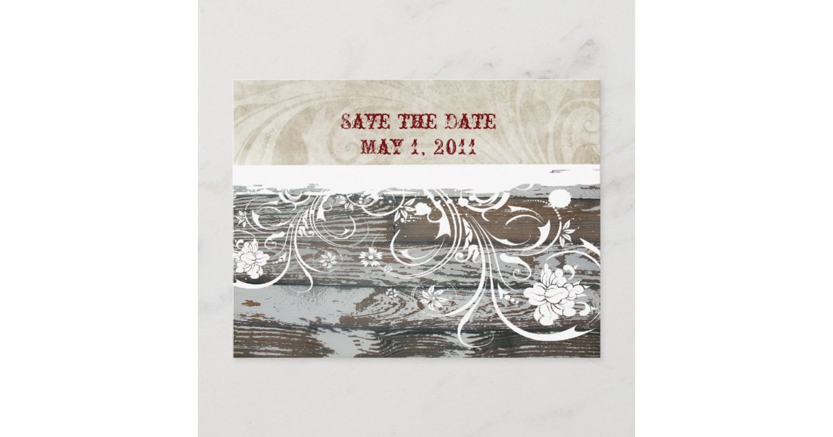 Wood and Parchment Save the Date Announcement Postcard | Zazzle