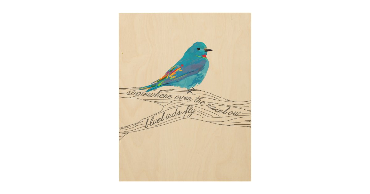 Wood Art Bluebirds Fly Design | Zazzle